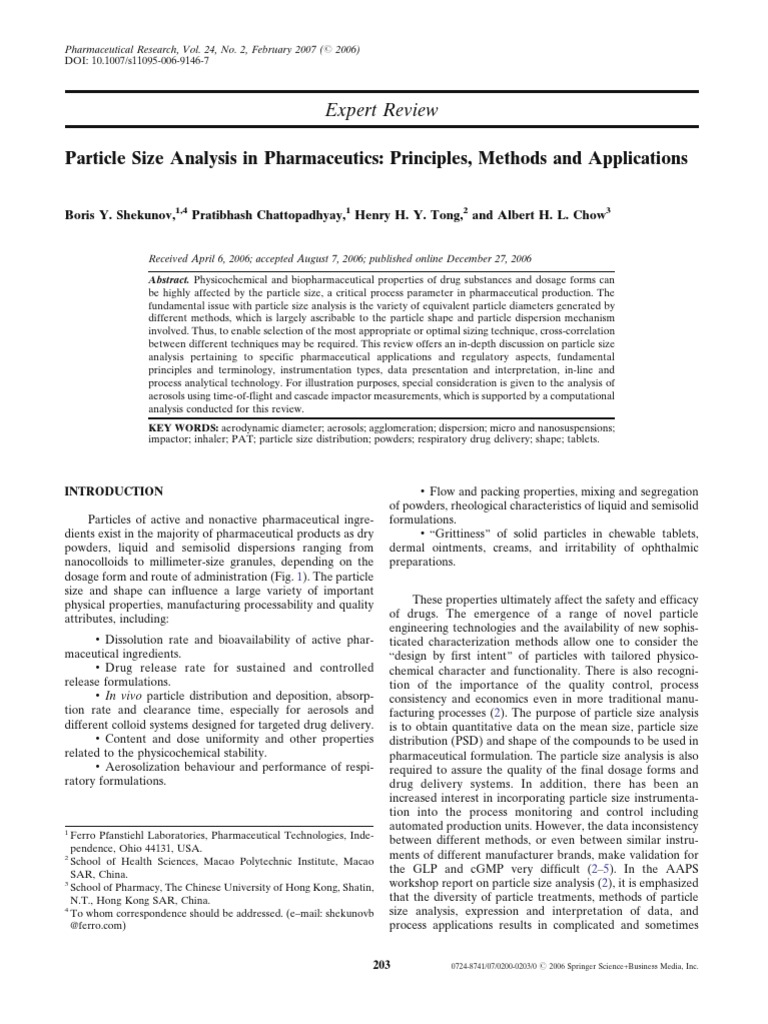 Particle Size Analysis in Pharmaceutics-2 PDF | PDF | Aerosol ...