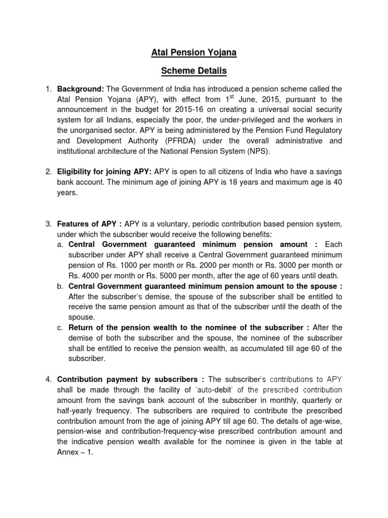 APY Details of The Scheme | PDF | Pension | Financial Services