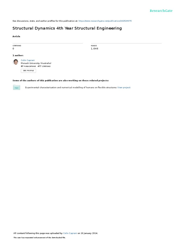 Structural Dynamics 4th Year Structural Engineerin | PDF | Force ...