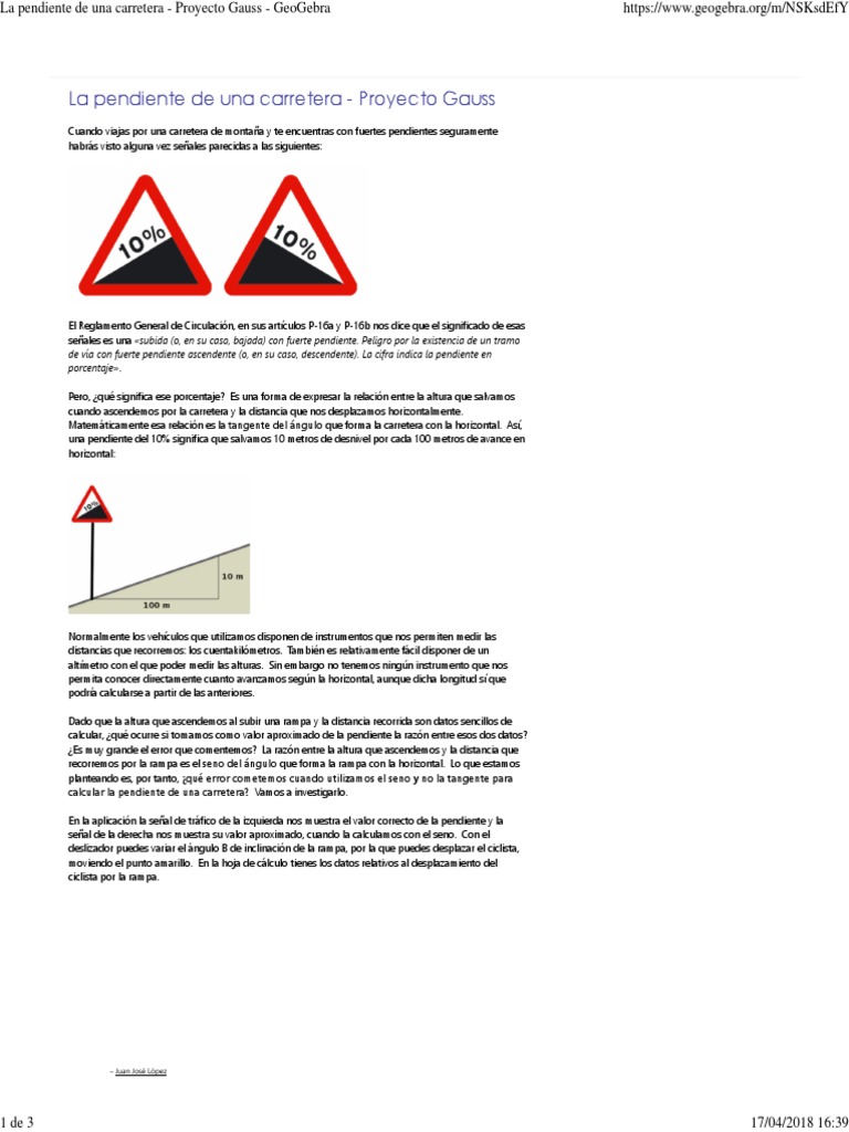 La Pendiente de Una Carretera | Pendiente | Matemáticas