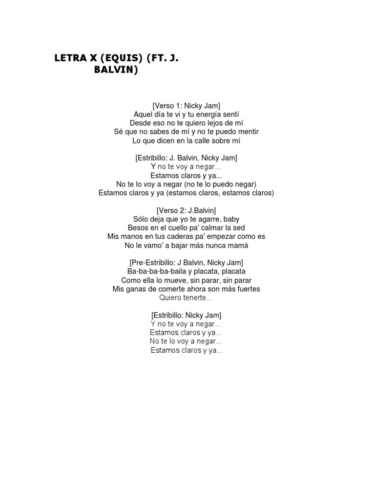 Letra X (Equis) (ft. J. Balvin) | PDF