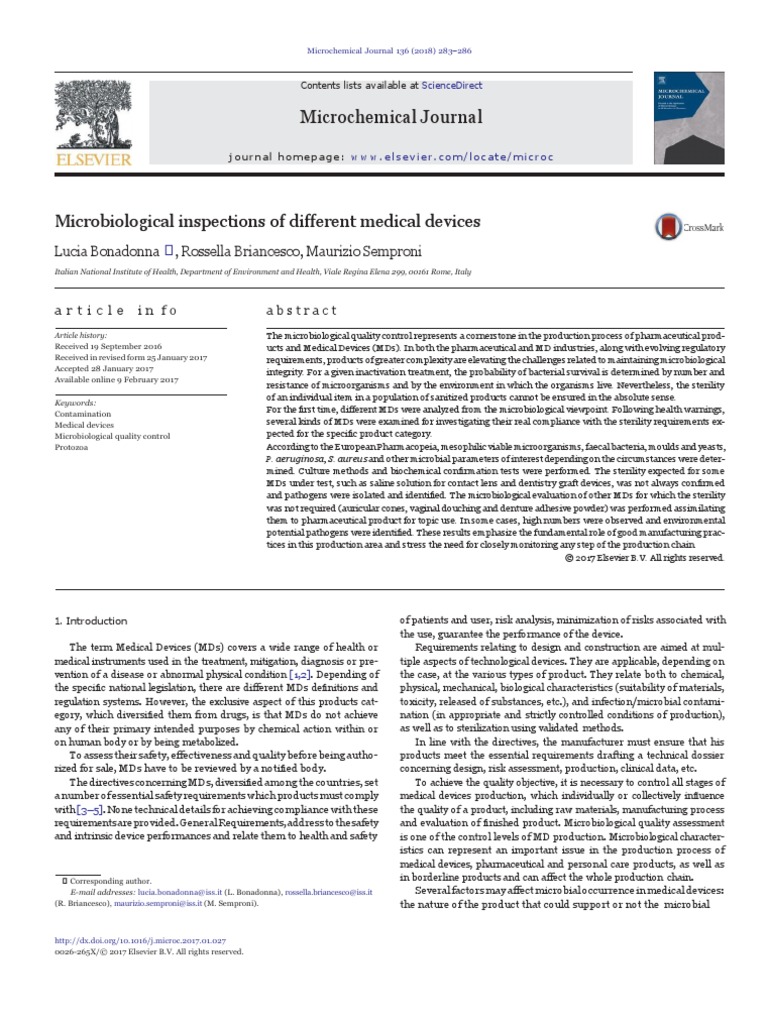 Microchemical Journal: Microbiological Inspections of Different Medical ...
