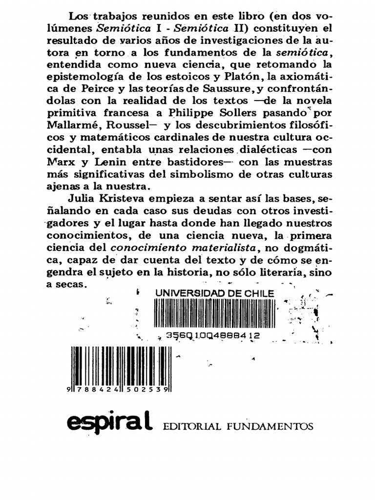 Kristeva, Julia - Semiótica 1 | PDF | Semiótica | Science