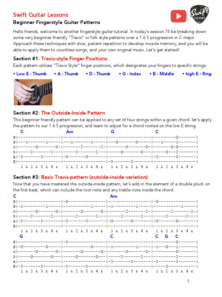Beginner Travis Fingerstyle Patterns | PDF | Guitars | Celtic Musical ...