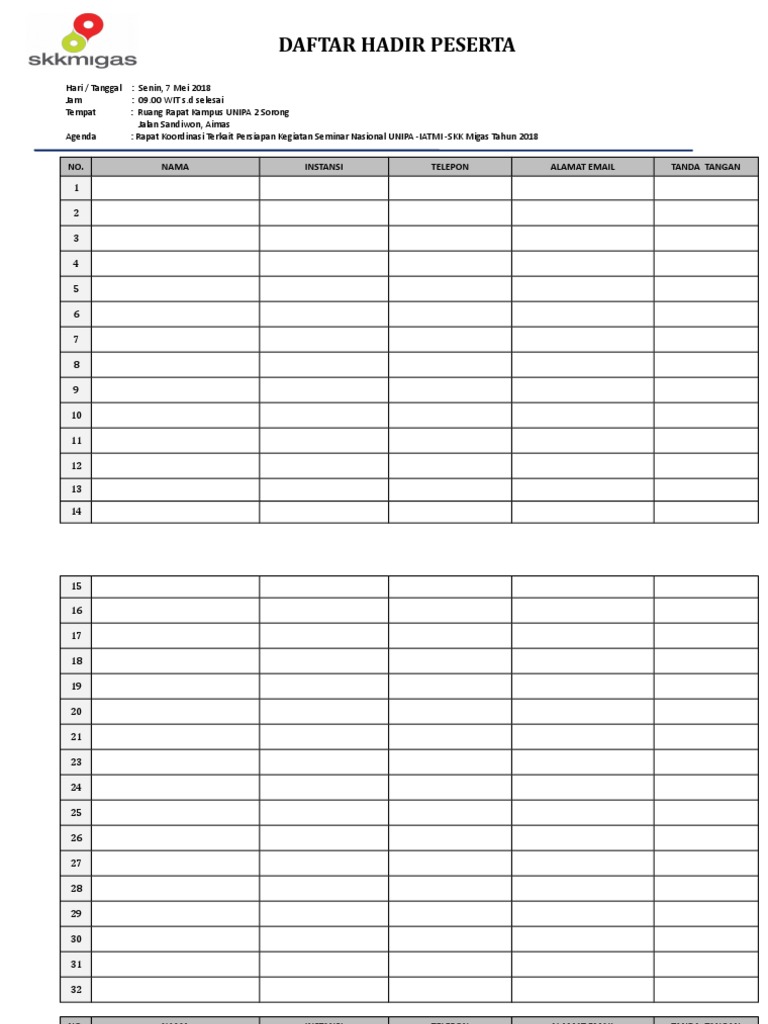 Draft Daftar Hadir Rapat | PDF