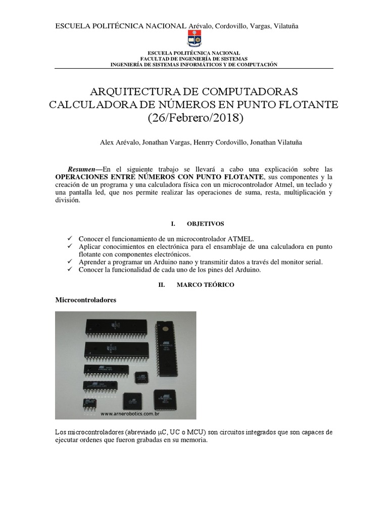 Proyecto Calculadora | PDF | Microcontrolador | Arduino
