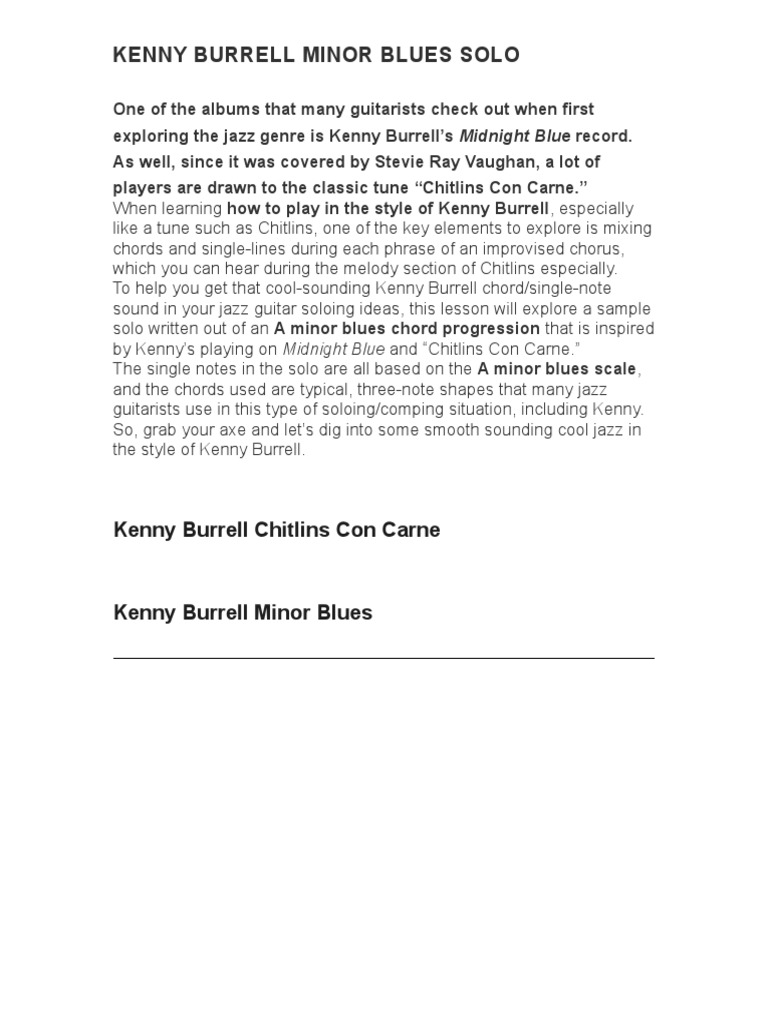 Kenny Burrell Chitlins Con Carne- Solo Lesson