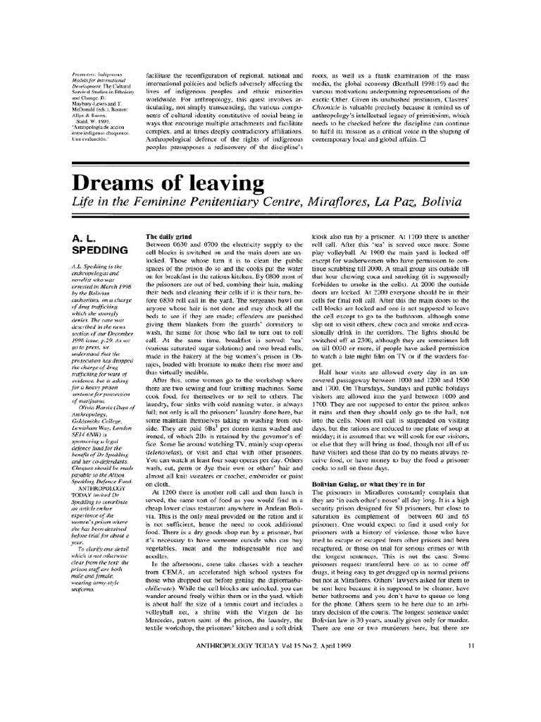 Dreams of Leaving - Alison Spedding | PDF