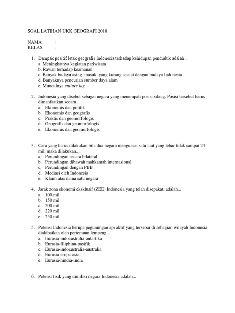 Latihan Geo Kelas Xi | PDF | Perjalanan | Sains & Matematika