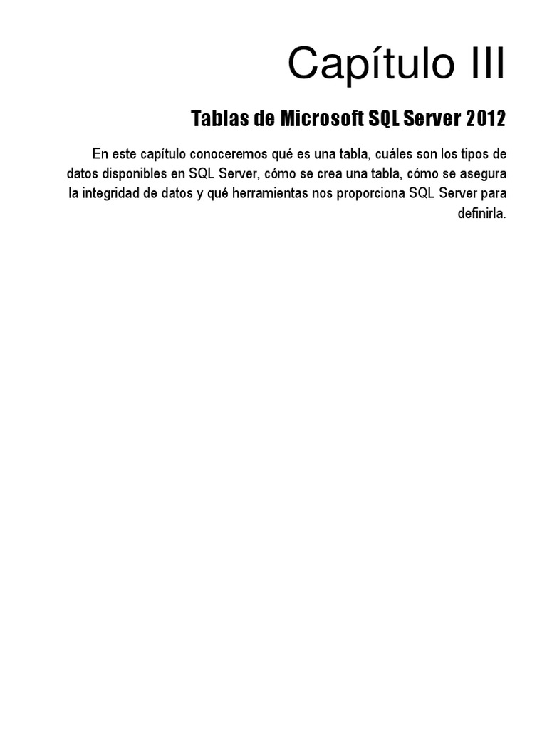 Cap03-V2-Tablas de Microsoft SQL Server | PDF | SQL | Servidor SQL de Microsoft
