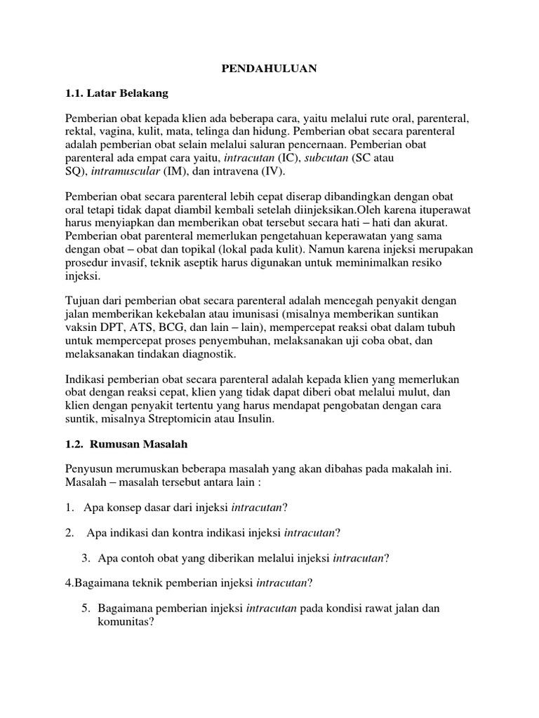 Injeksi Intrakutan | PDF