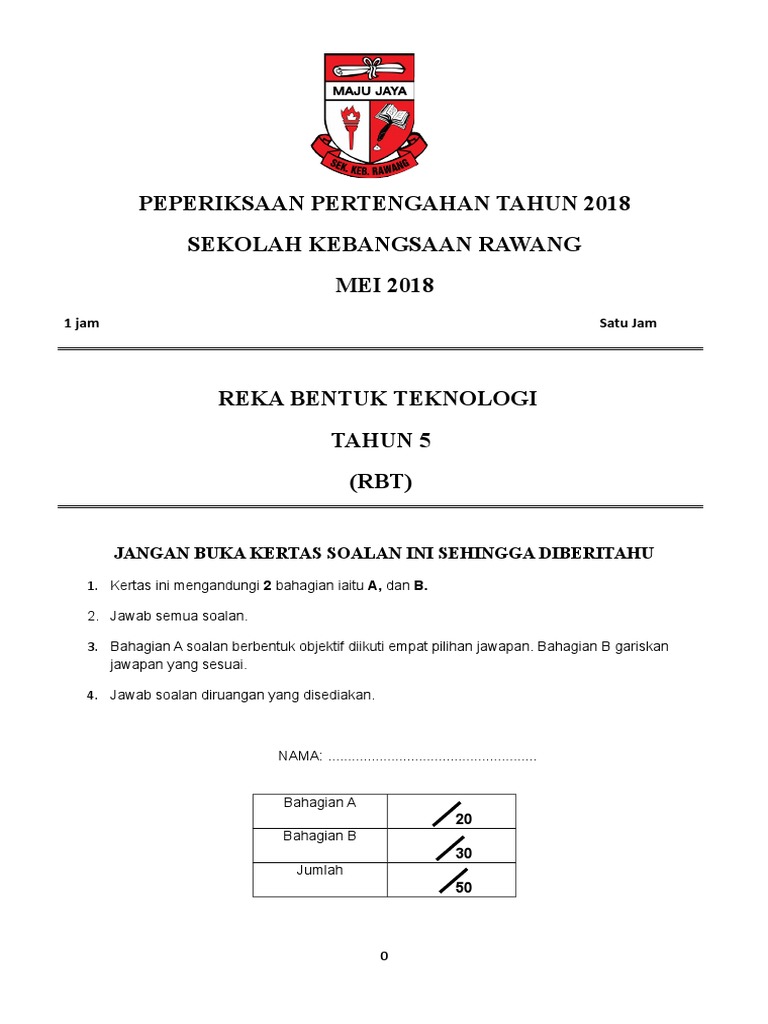 Soalan RBT Tahun 5 | PDF