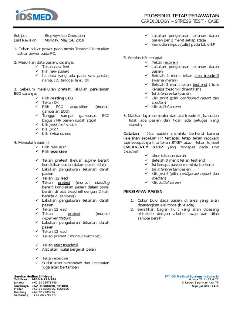 Prosedur Treadmill Test Jantung | PDF