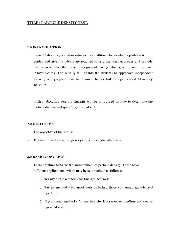 Density Test | PDF | Density | Sand