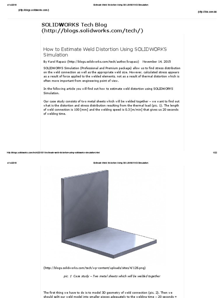 Estimate Weld Distortion Using SOLIDWORKS Simulation | PDF | Welding ...