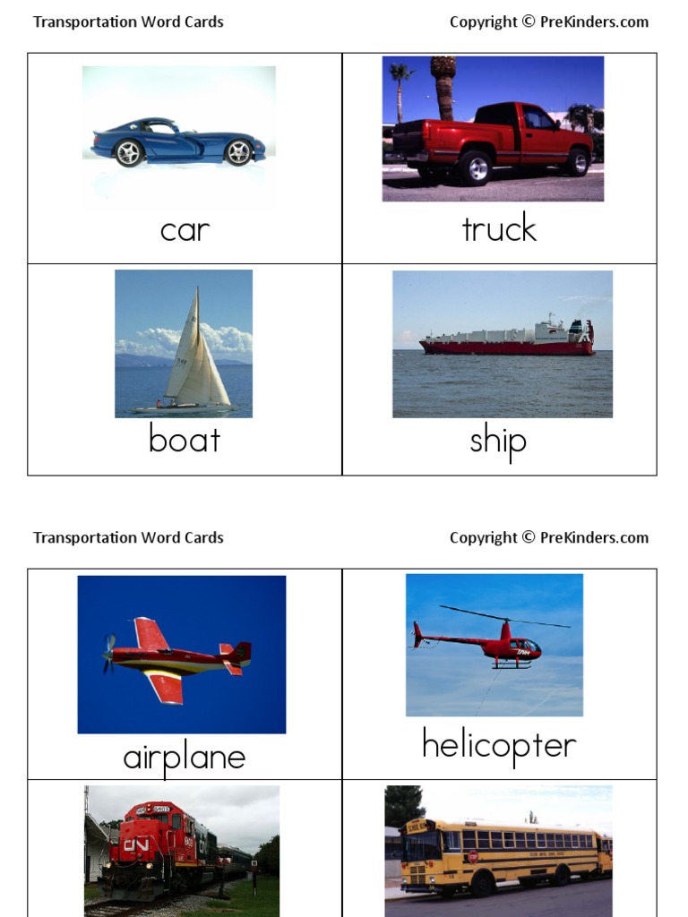 Transportation Word Cards Small PDF | PDF | Motor Vehicle | Wheeled ...