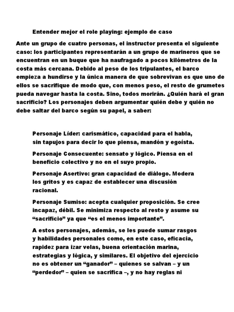 Entender Mejor El Role Playing | PDF | Juegos de rol | Toma de decisiones
