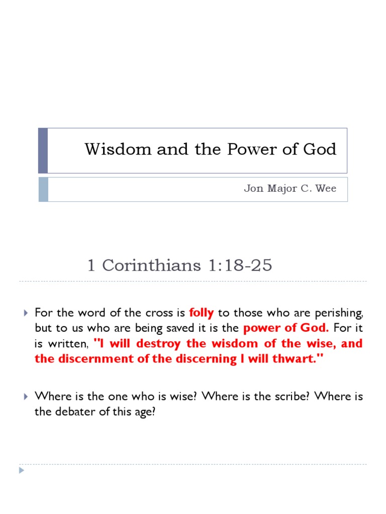 Wisdom and The Power of God | PDF | God In Christianity | Sophia (Wisdom)
