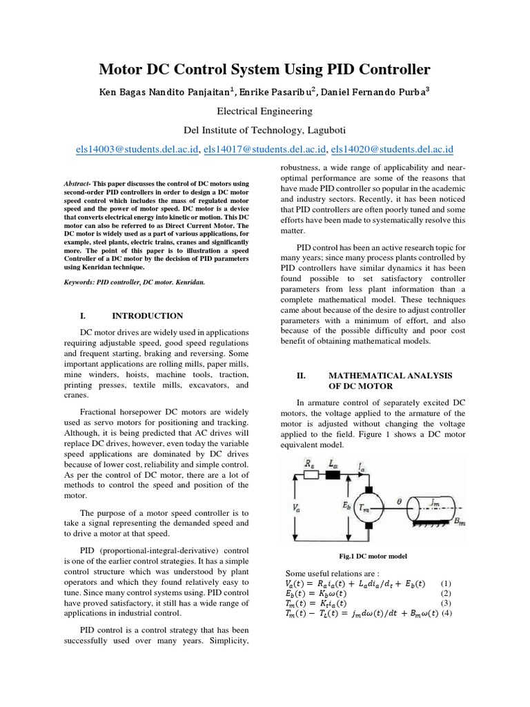 Motor DC Control System Using PID Controller | PDF | Control Theory ...