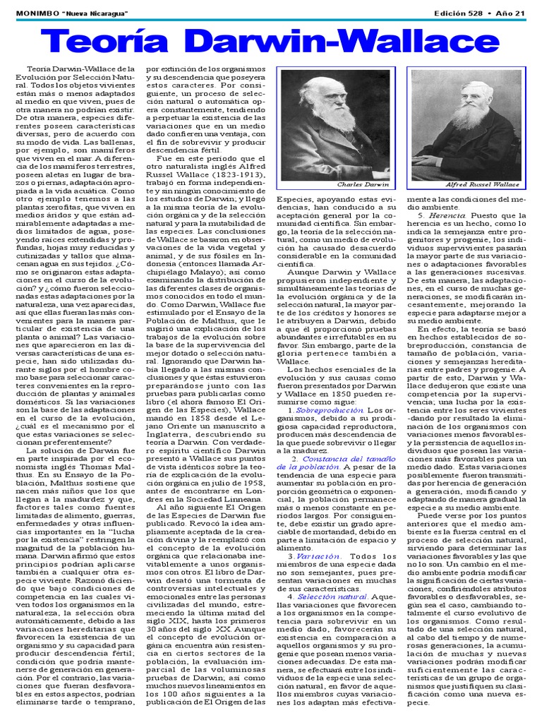Teoria Darwin Wallace | PDF | Alfred Russel Wallace | Charles Darwin