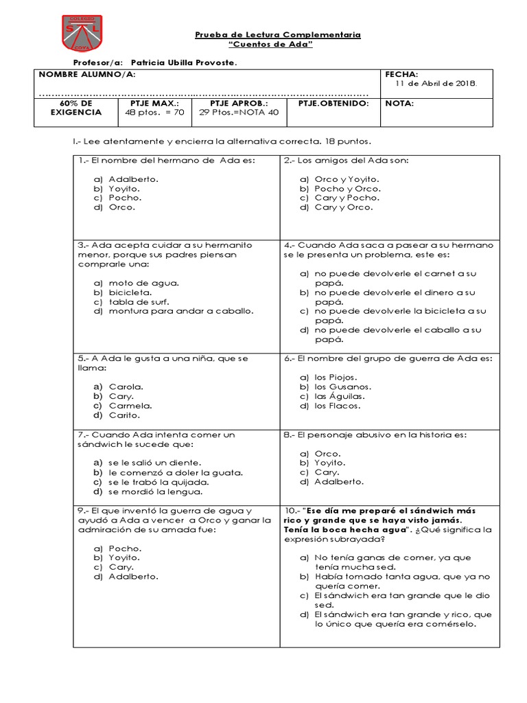 Una historia de amistad y superación: El cuento de Ada | PDF | Ocio