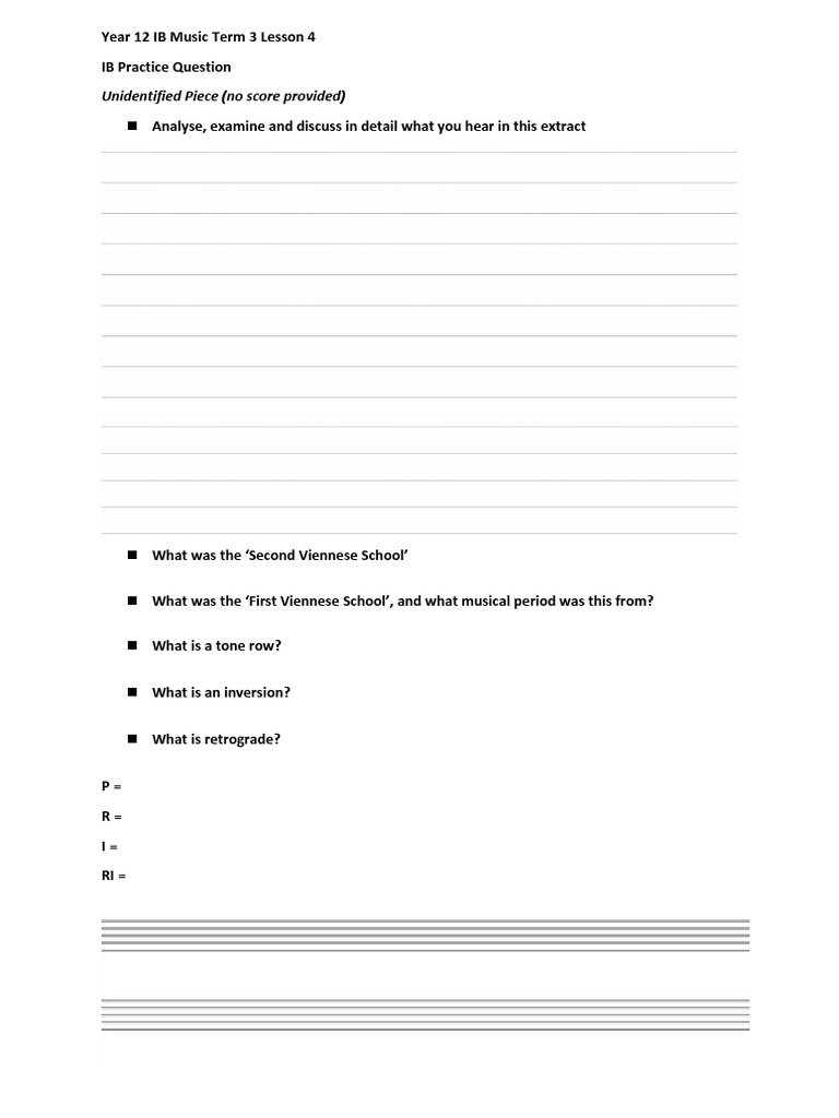 IB Music Term 3 Lesson 4 Serialism | PDF | Social Science | Art