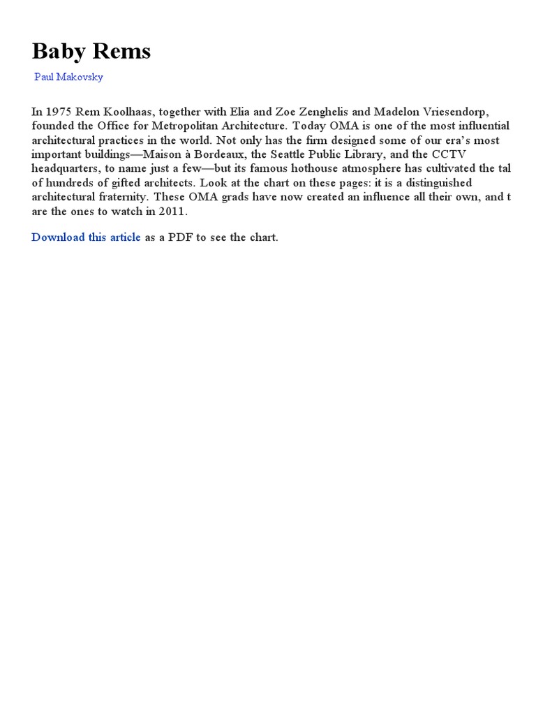 OMA's Rising Architectural Talents | PDF | Social Science | Computers