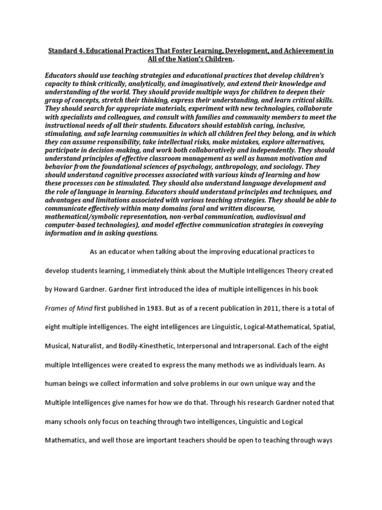 Standard 4 | PDF | Understanding | Teachers