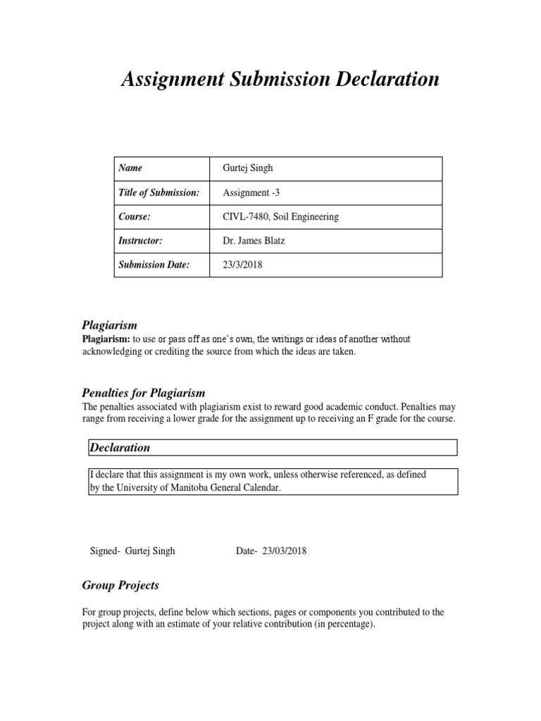 Civil Eng DeclarationForm | PDF
