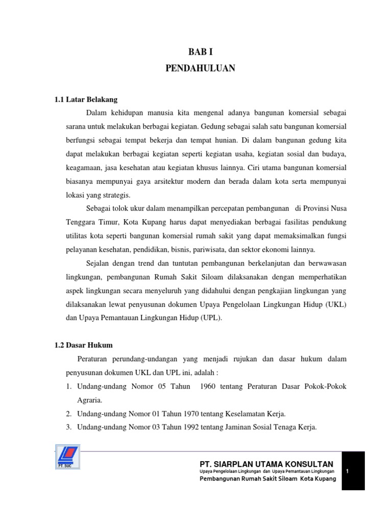 Contoh Laporan-Ukl-Upl-Rumah-Sakit-Siloam-New PDF | PDF