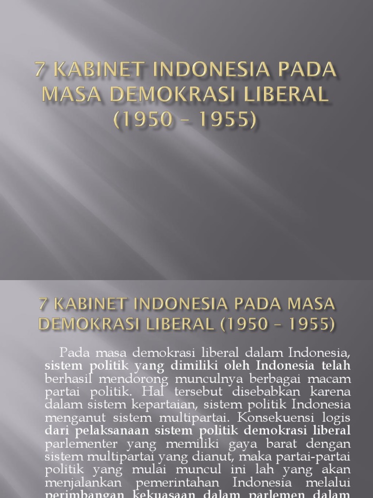 7 Kabinet Indonesia Pada Masa Demokrasi Liberal ( | PDF
