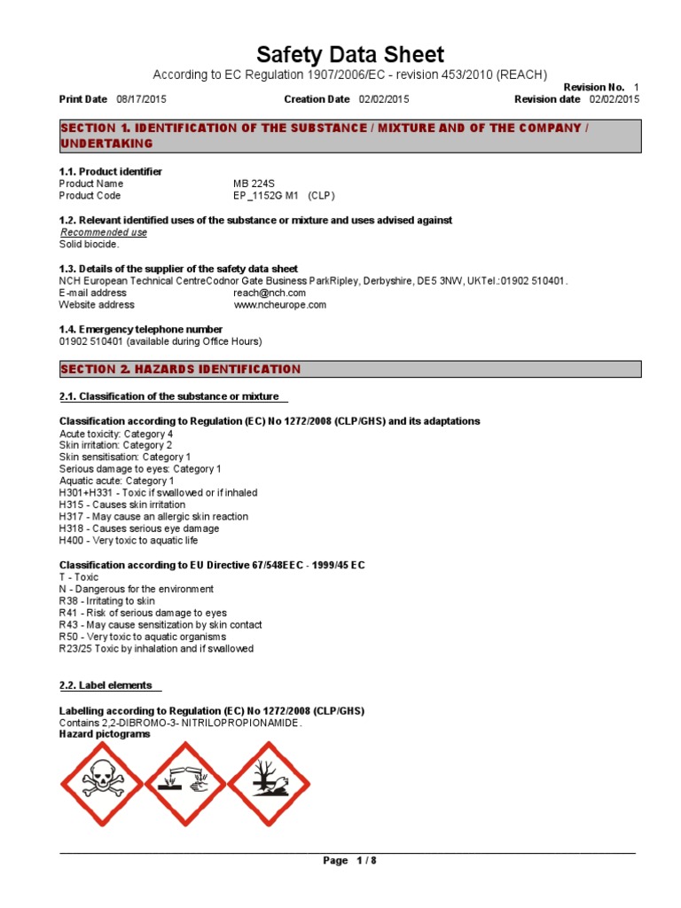 Safety Data Sheet: According To EC Regulation 1907/2006/EC - Revision ...