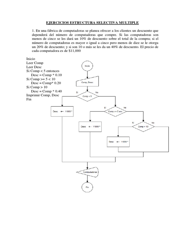 Ejercicios Estructura Selectiva Multiple | PDF | Ocio | Business