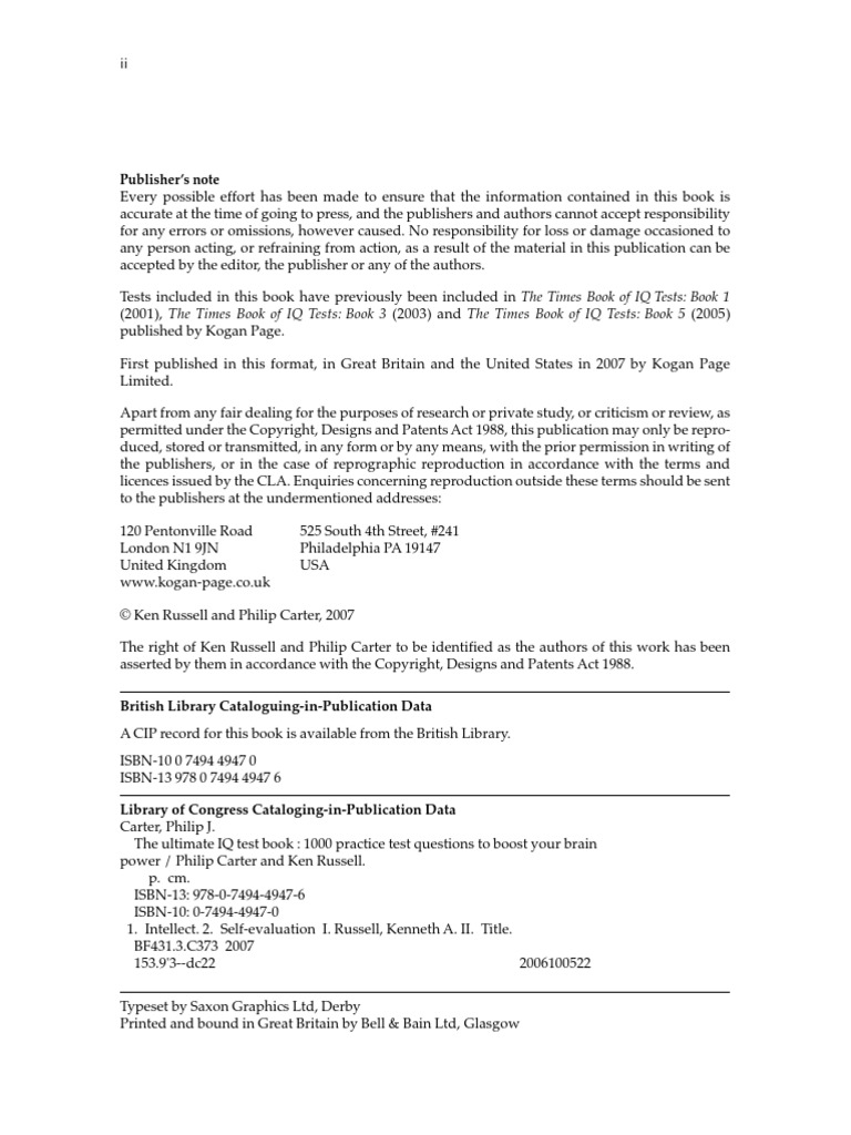 The Ultimate Iq Test Book - Manteshwer - 3 PDF | PDF