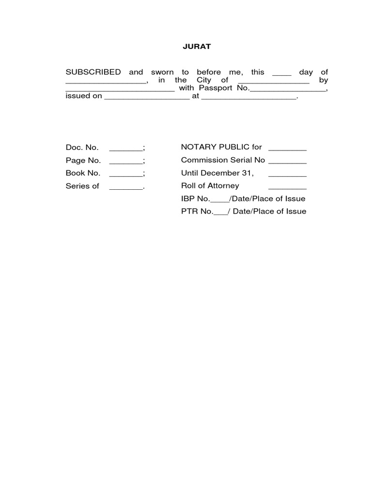 Jurat Sample for Notary Public | PDF