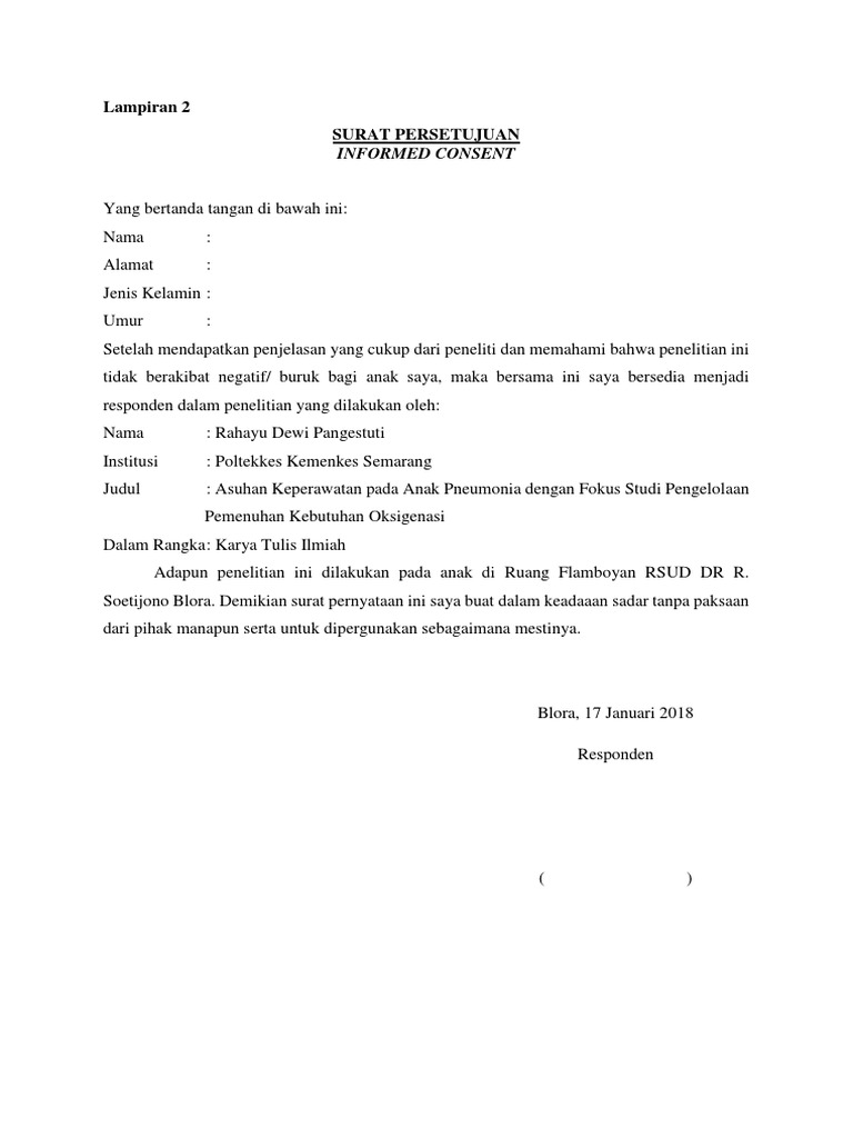 Lampiran 2 Surat Persetujuan: Informed Consent | PDF