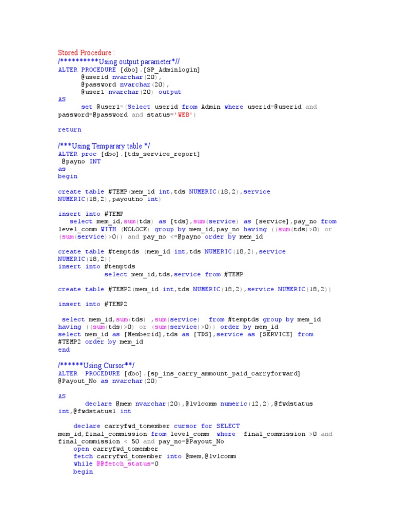 SQL Query, For Trigger, Store Procedure, Functionand View | PDF | Data | Databases