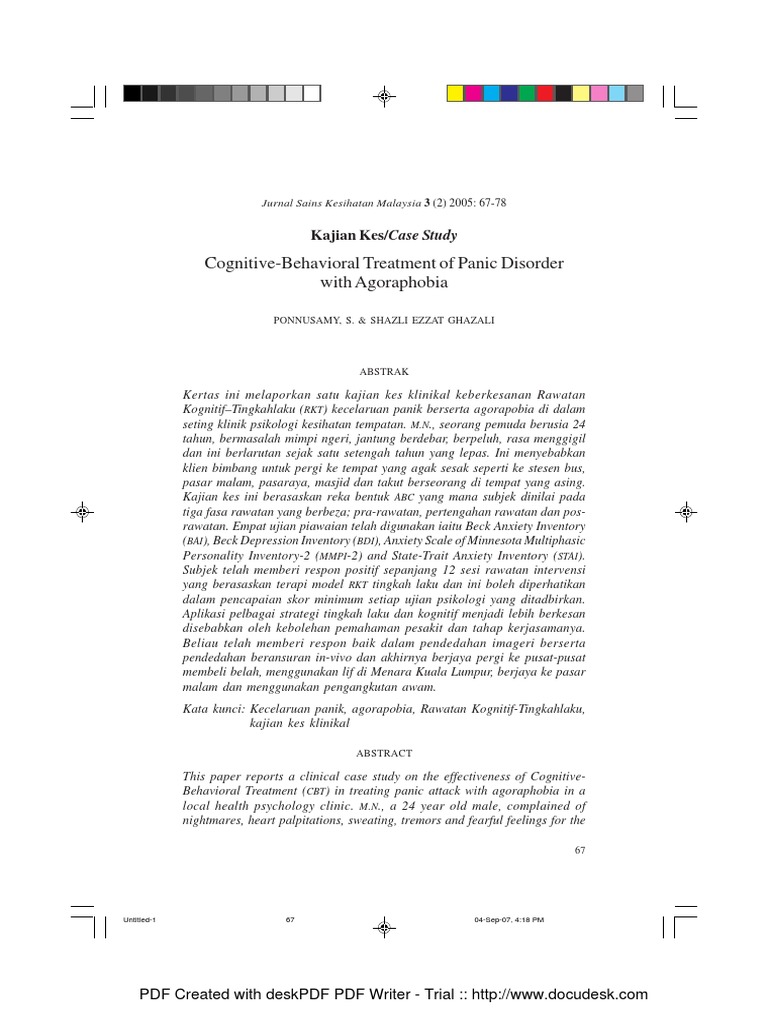 CBT for Panic Disorder with Agoraphobia | PDF | Cognitive Behavioral ...