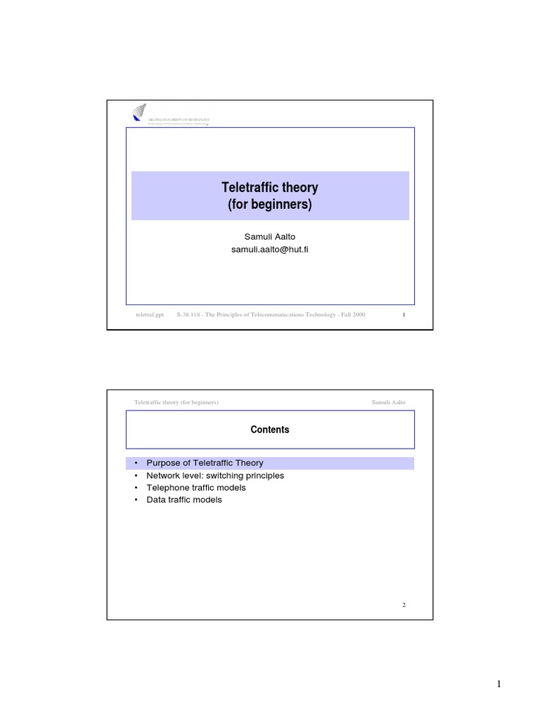 Introduction to Teletraffic Theory | PDF | Packet Switching | Computer ...