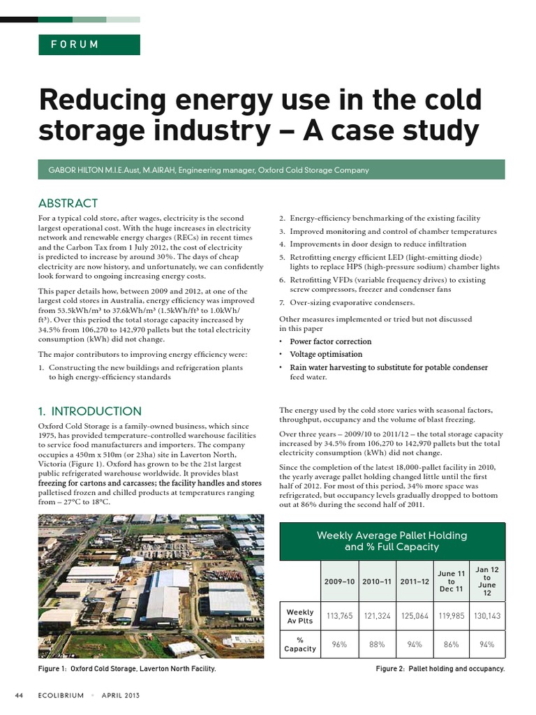 Reducing Energy Use in Cold Storage: A Case Study on Improving Energy Efficiency at Oxford Cold ...