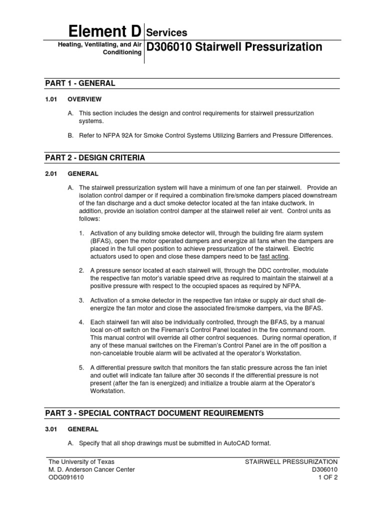 Stair Well Pressurization Design Criteria | PDF | Duct (Flow ...