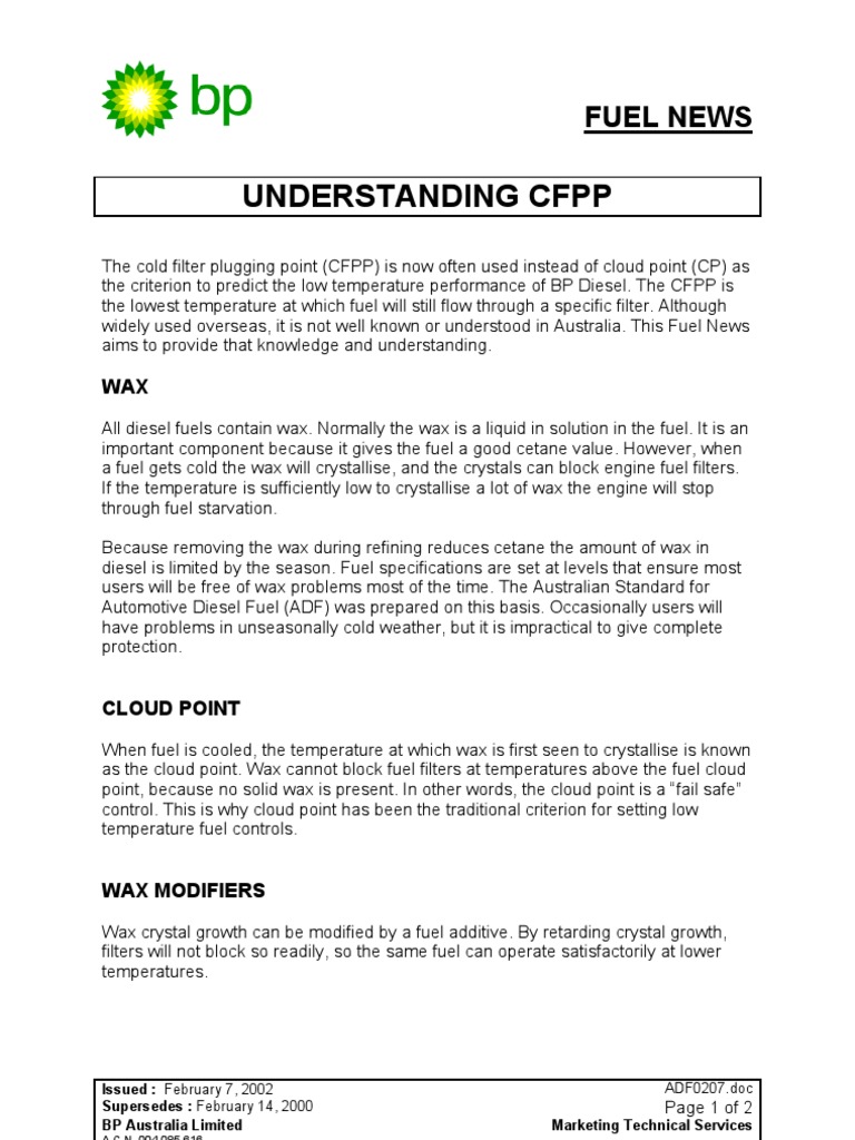 Fuels Winter Understanding CFPP | PDF | Diesel Fuel | Crystallization