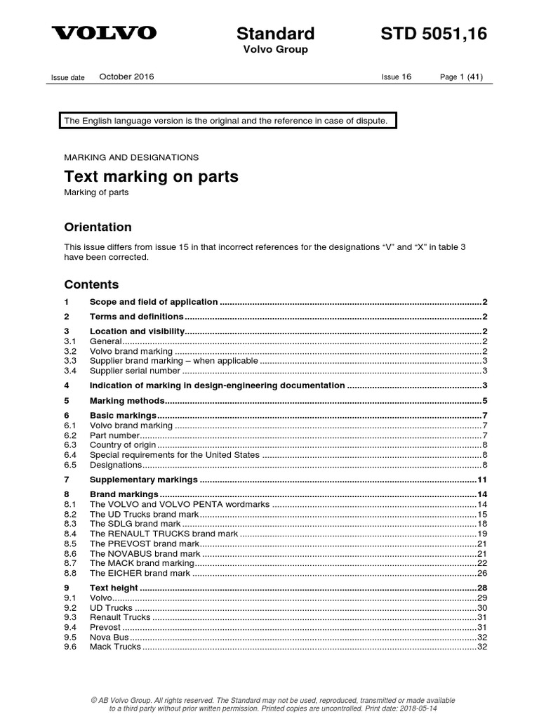 Standard STD 5051,16: Text Marking On Parts | PDF | Sheet Metal | Brand