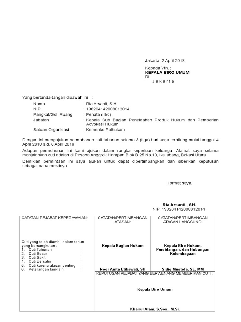 Blanko Cuti | PDF
