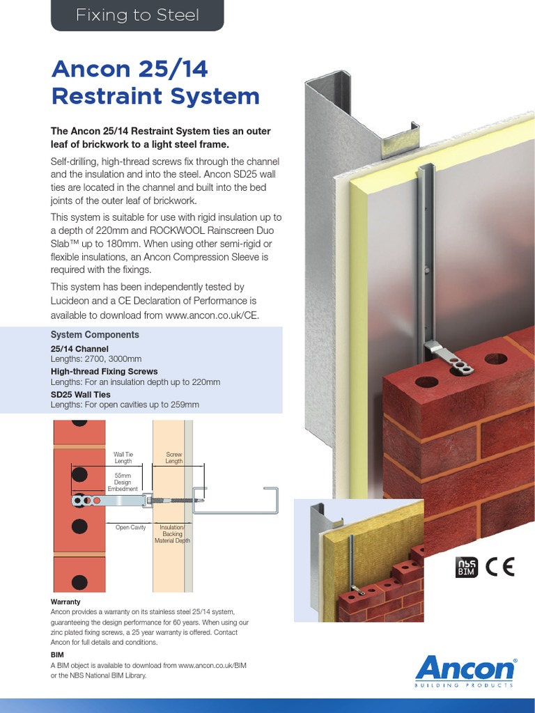 Ancon 25-14 Restraint System | PDF | Screw | Wall