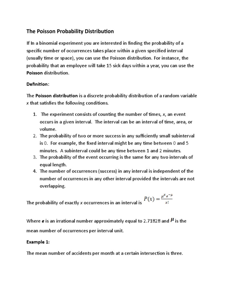 The Poisson Probability Distribution | Download Free PDF | Poisson ...