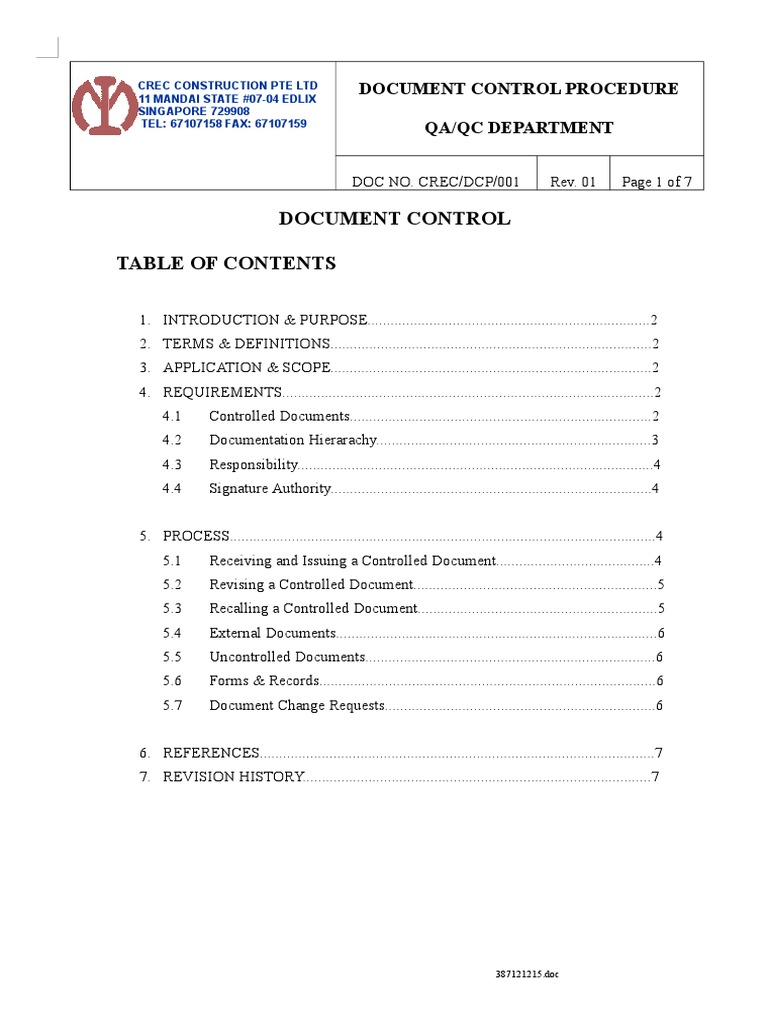 6.2document Control Procedure | PDF | Document | Specification (Technical Standard)