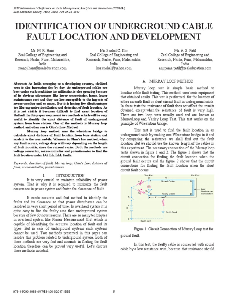 Underground Cable Fault Detection | PDF | Electrical Resistance And ...