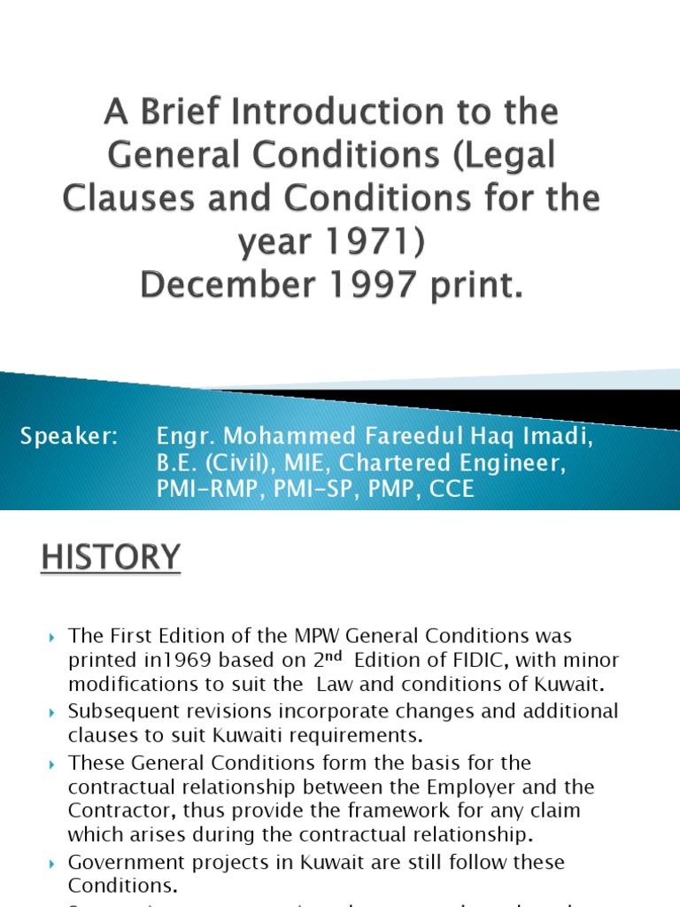 Kuwait MPW General Conditions Explained | PDF | General Contractor ...