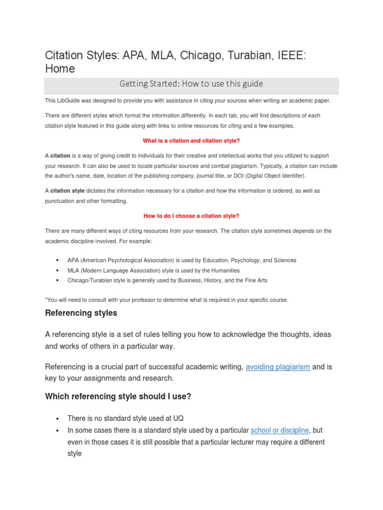 Citation Styles: APA, MLA, Chicago, Turabian, IEEE: Home: Getting ...